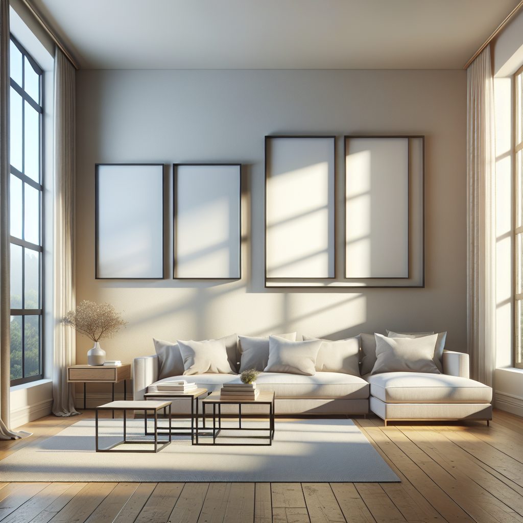 Como colocar 3 quadros na parede da sala